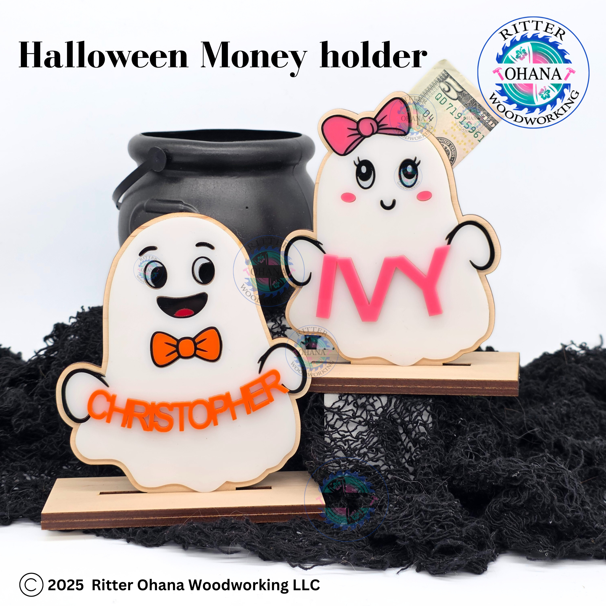 Large Ghost Money Holder – Ritter Ohana Woodworking